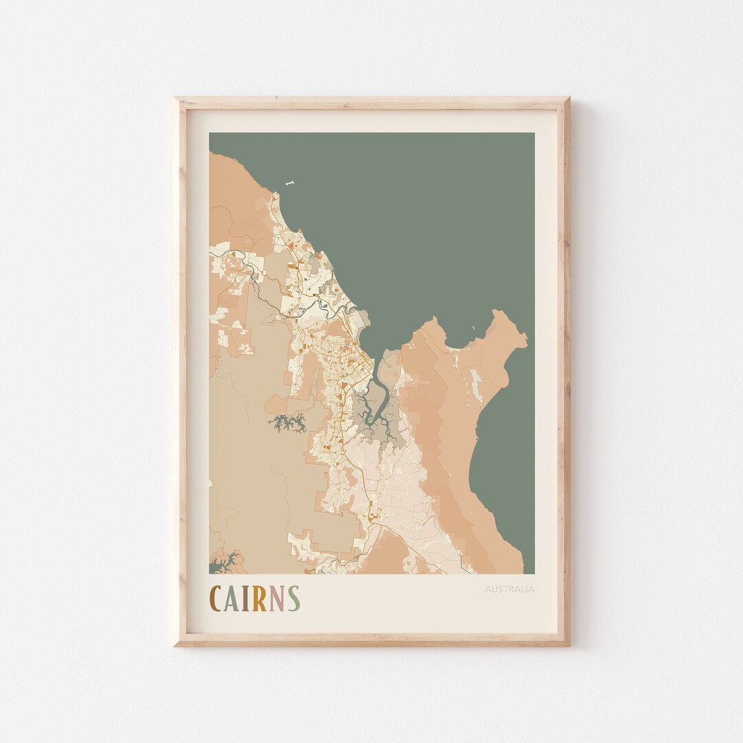 Cairns Map Poster, Cairns Wall Art, Cairns Map, Cairns Poster, Cairns ...