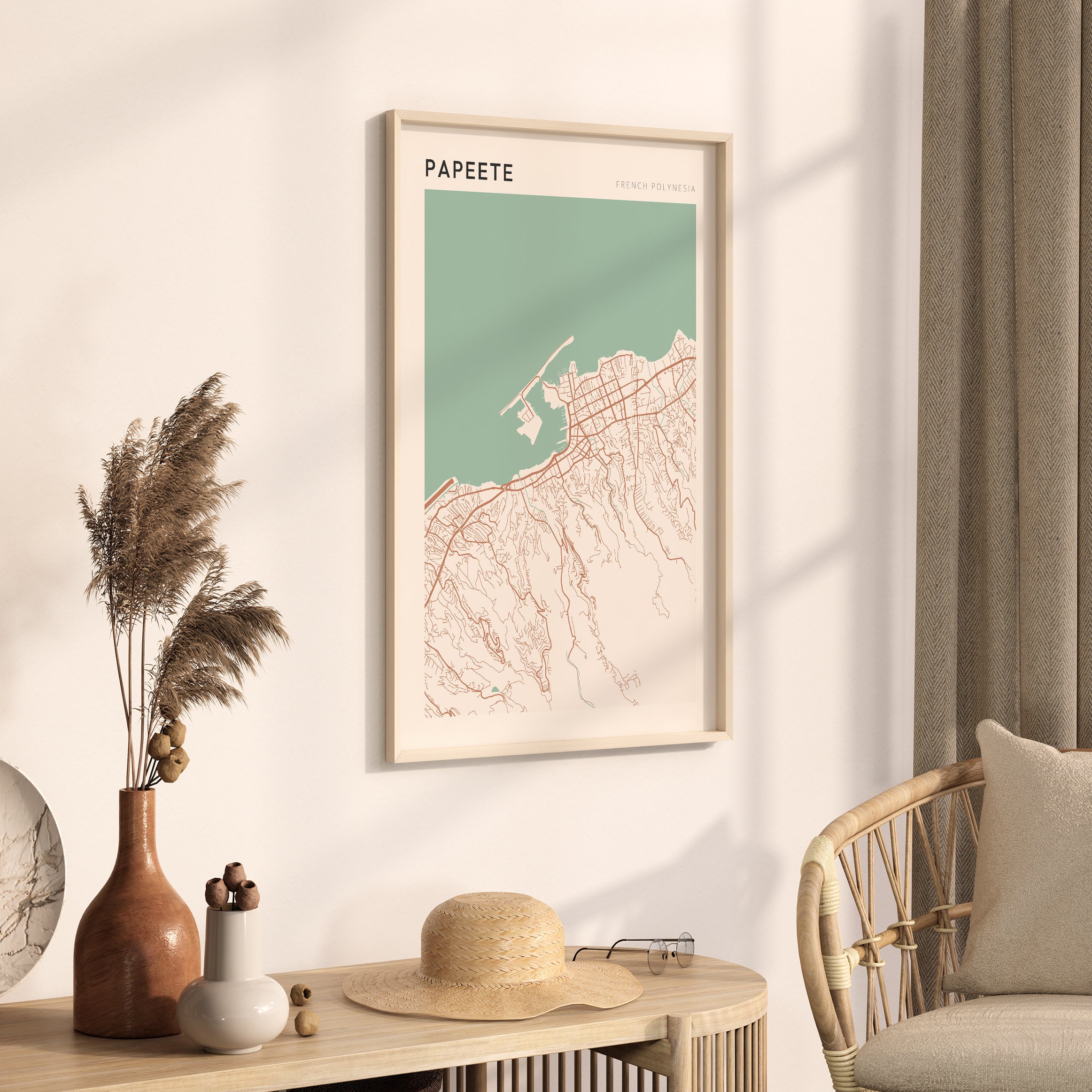 Papeete Map Poster, Papeete Wall Art, Papeete Map, Papeete Poster ...