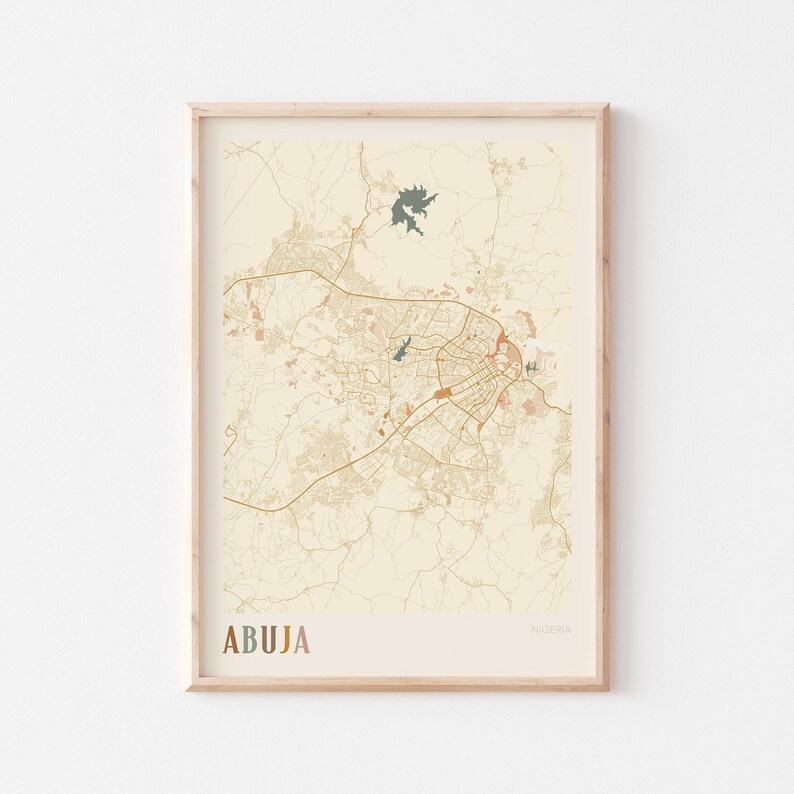 Abuja Map Poster, Abuja Print, Abuja Poster, Abuja Wall Art, Nigeria ...