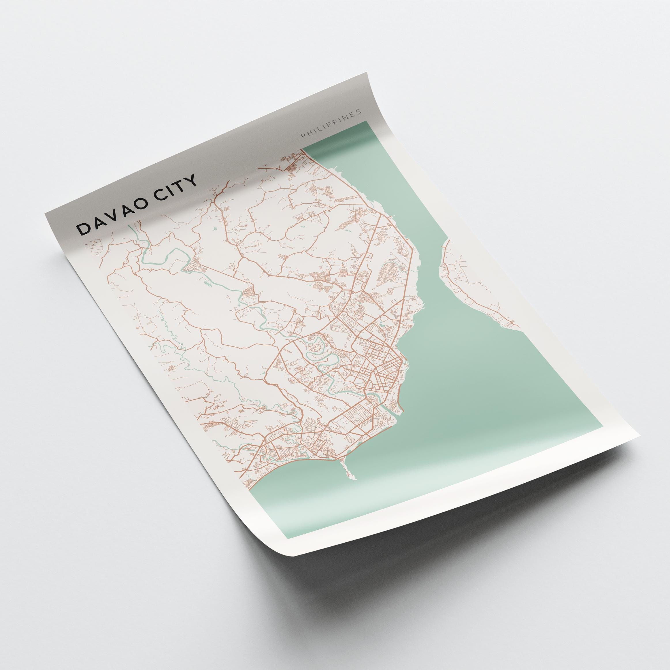 Davao City Map Poster, Davao City Print, Davao City Poster, Davao City ...