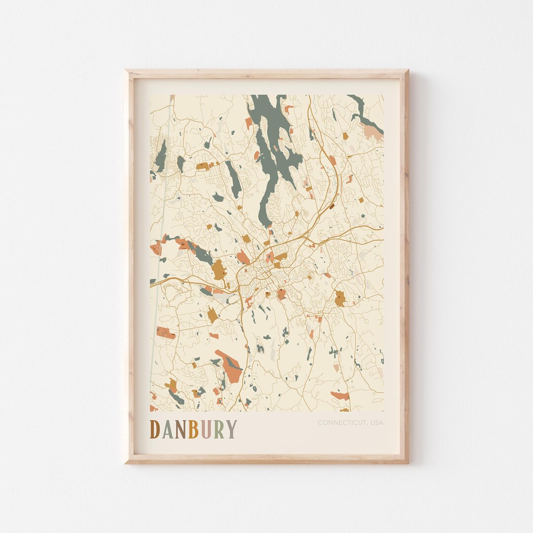 Danbury Map Poster, Danbury Print, Danbury Poster, Danbury Wall Art ...