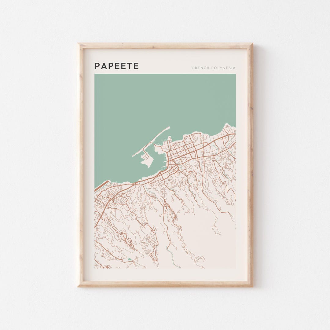 Papeete Map Poster, Papeete Wall Art, Papeete Map, Papeete Poster ...