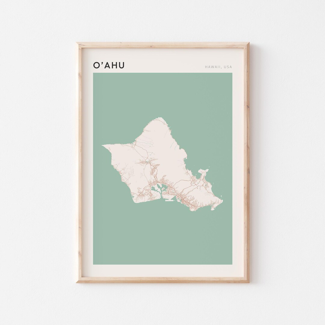 Oahu Map Poster, Oahu Print, Oahu Poster, Oahu Wall Art, Hawaii, Travel ...
