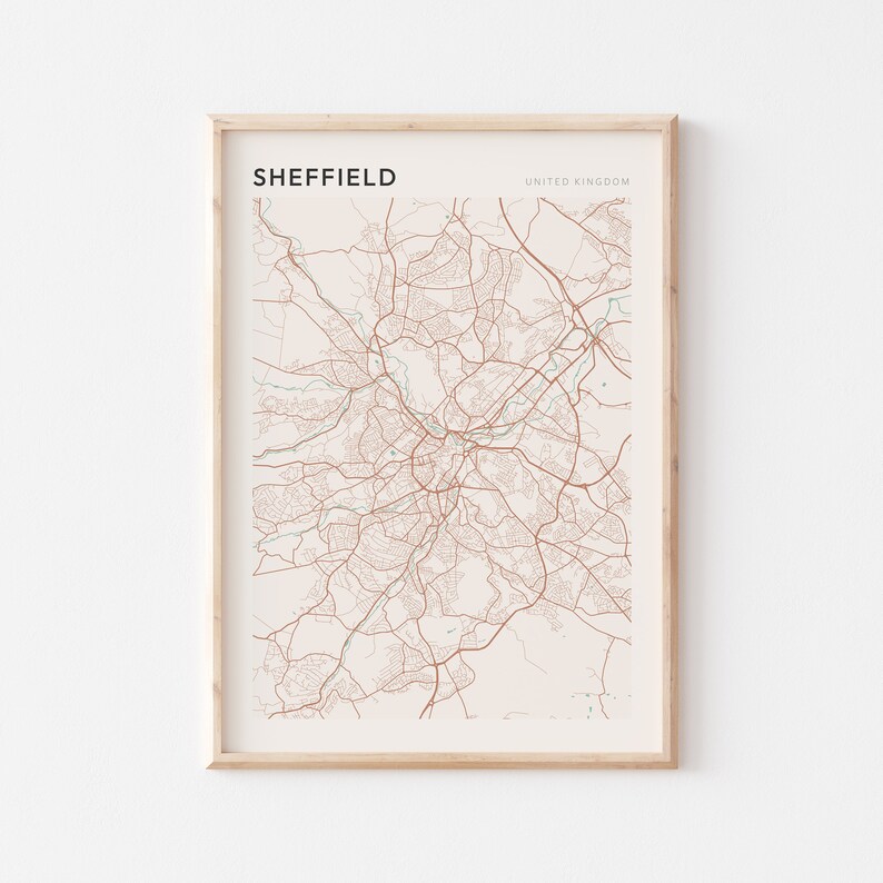Sheffield Map Poster, Sheffield Poster, Sheffield Wall Art, Sheffield ...