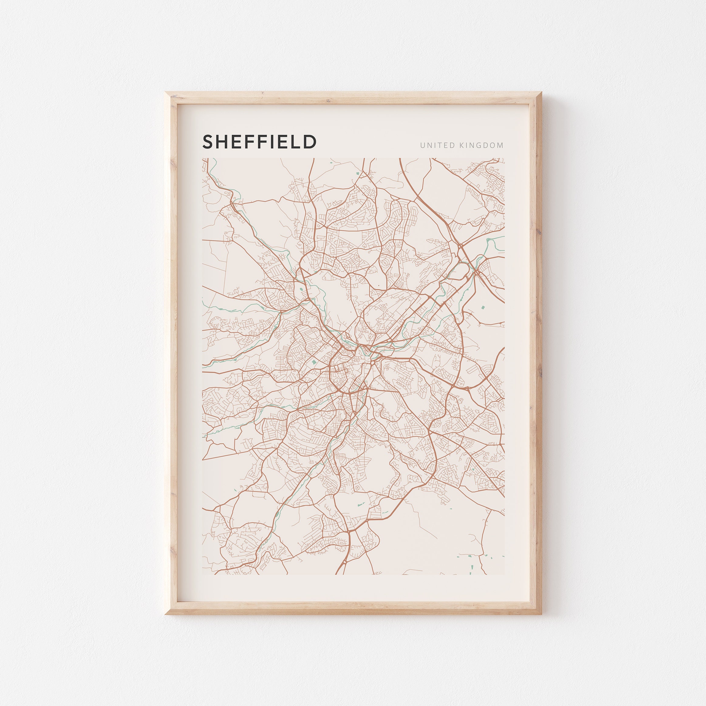 Sheffield Map Poster, Sheffield Poster, Sheffield Wall Art, Sheffield ...