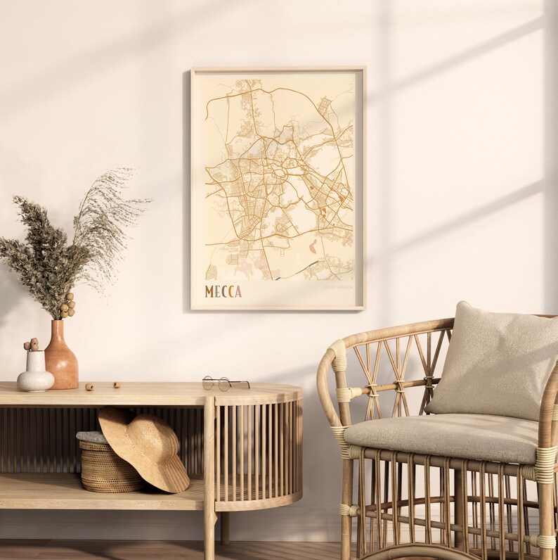 Mecca Map Poster, Mecca Print, Mecca Poster, Mecca Wall Art, Saudi ...