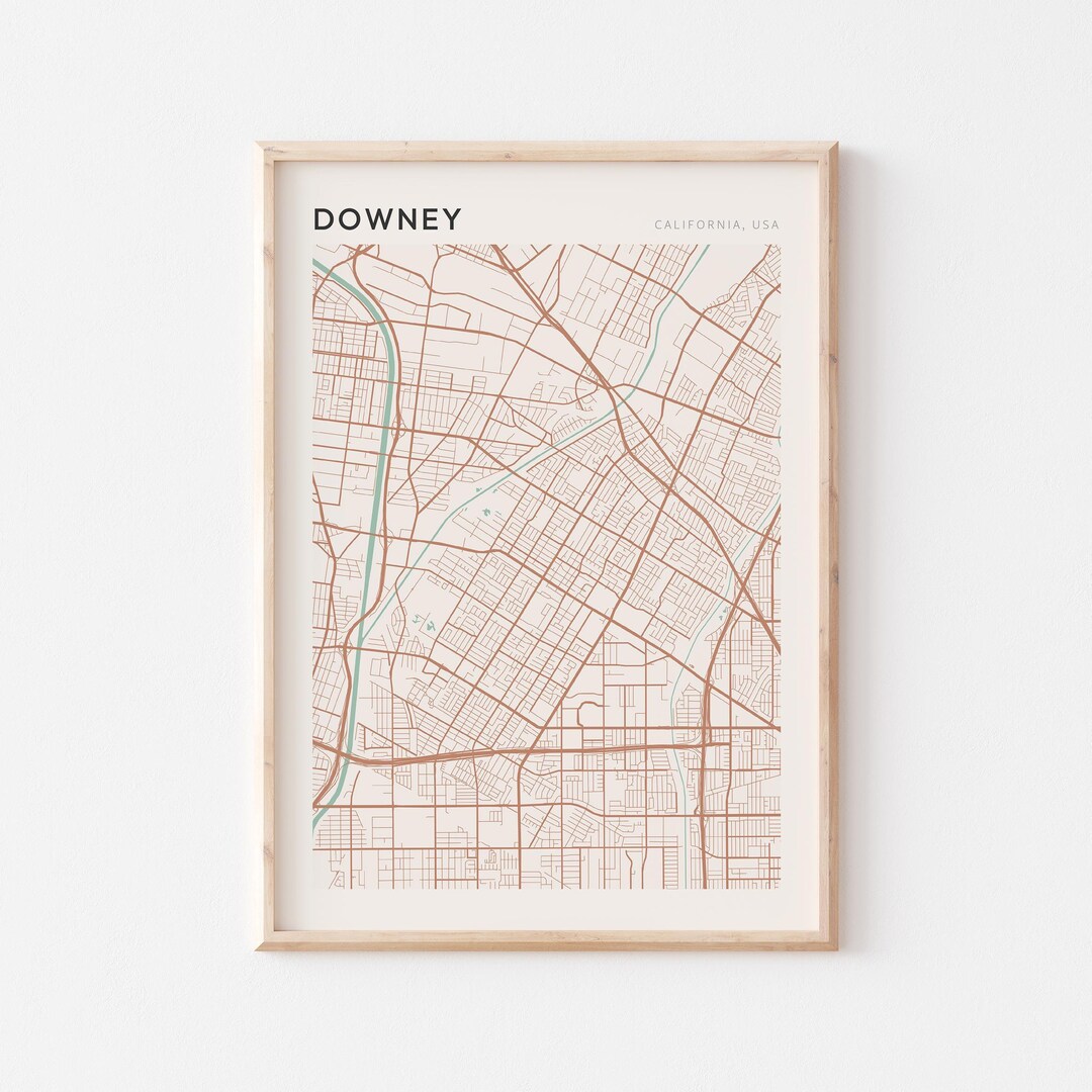 Downey Map Poster, Downey Print, Downey Poster, Downey Wall Art ...