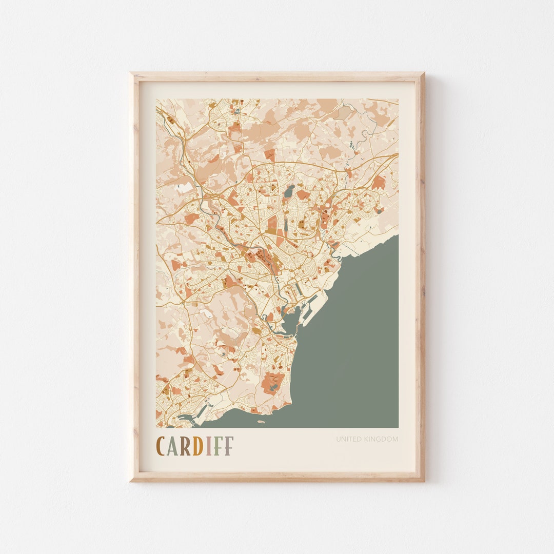 Cardiff Map Poster, Cardiff Poster, Cardiff Wall Art, Cardiff Print ...