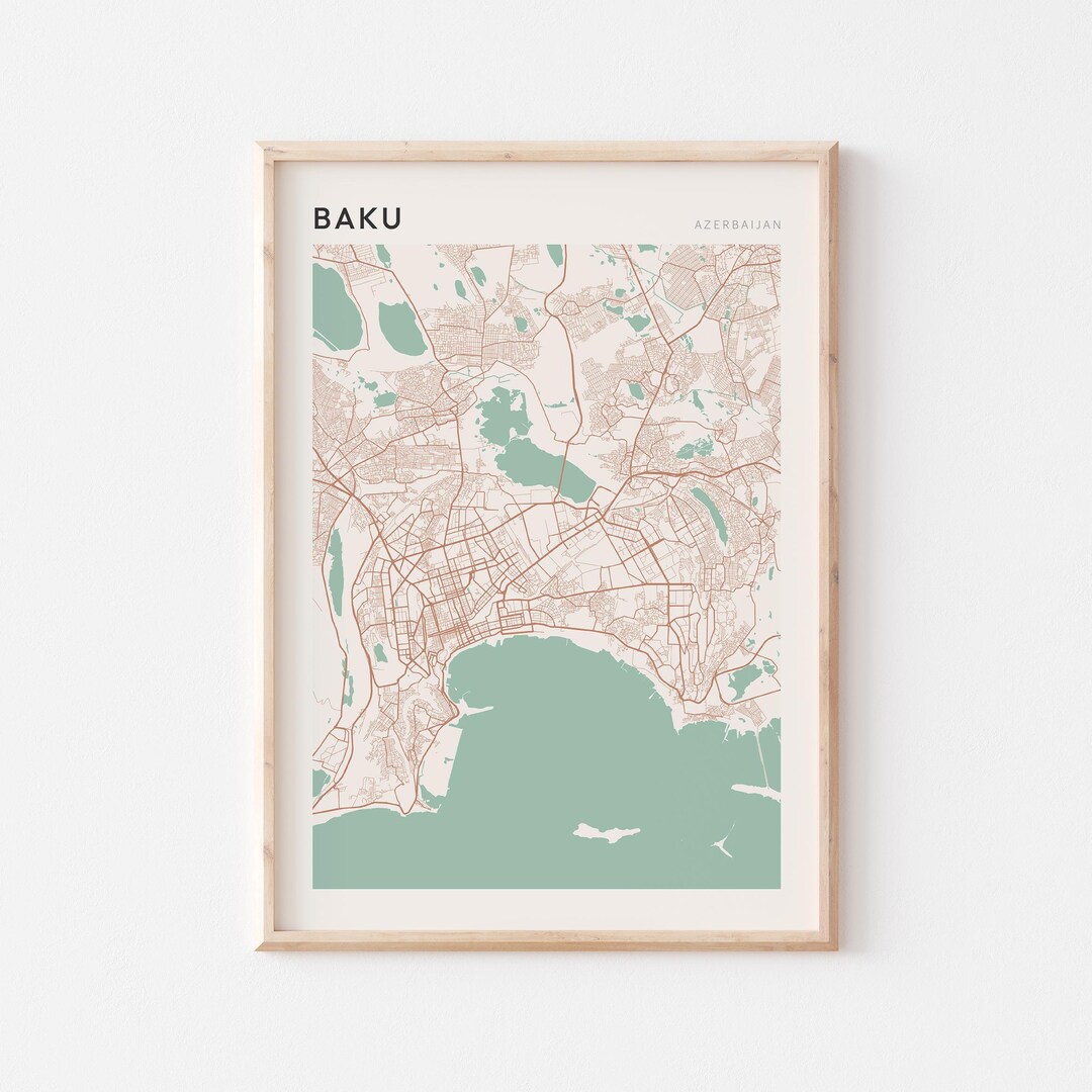 Baku Map Poster, Baku Print, Baku Poster, Baku Wall Art, Azerbaijan ...