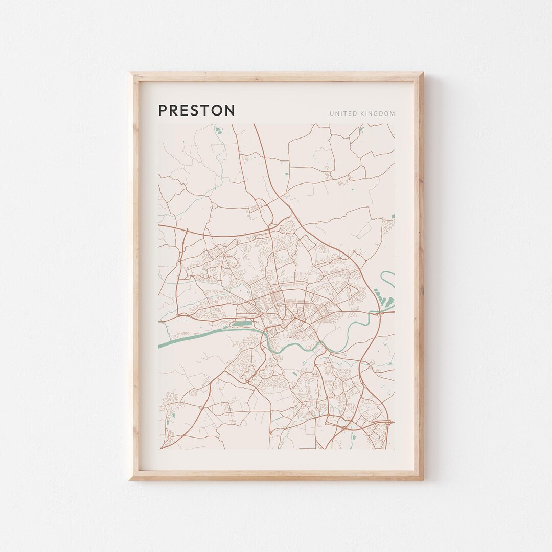 Preston Map Poster, Preston Print, Preston Poster, Preston Wall Art ...