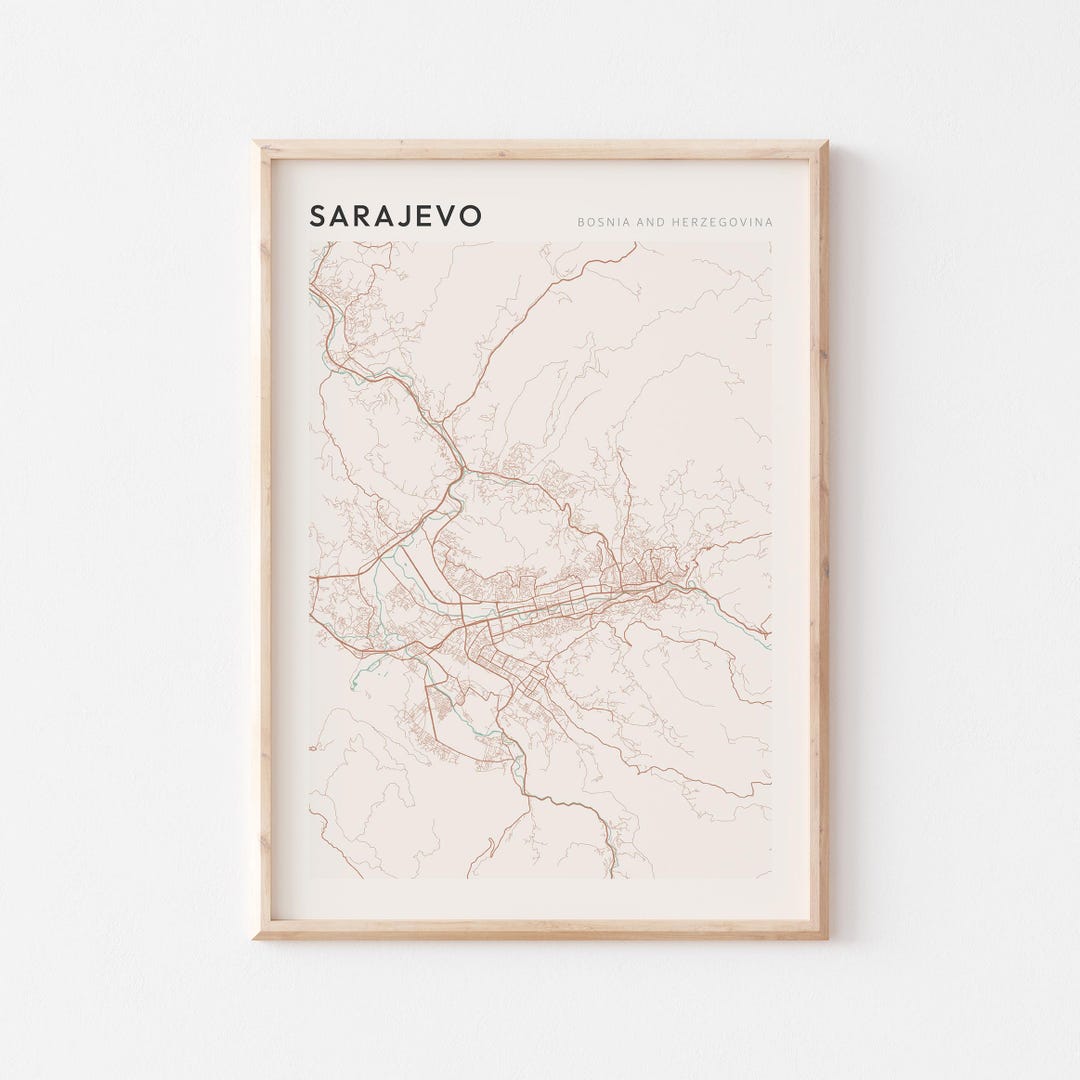 Sarajevo Map Poster, Sarajevo Print, Sarajevo Poster, Sarajevo Wall Art ...