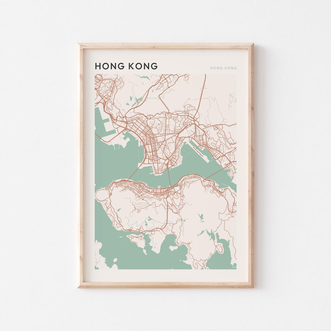 Hong Kong Map Poster, Hong Kong Print, Hong Kong Poster, Hong Kong Wall ...