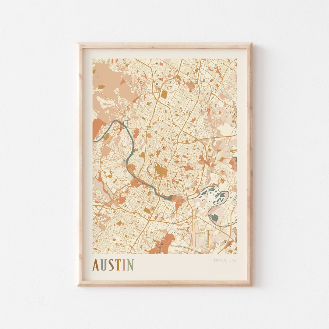 Austin Map Poster, Austin Wall Art, Austin City Map, Austin Print ...