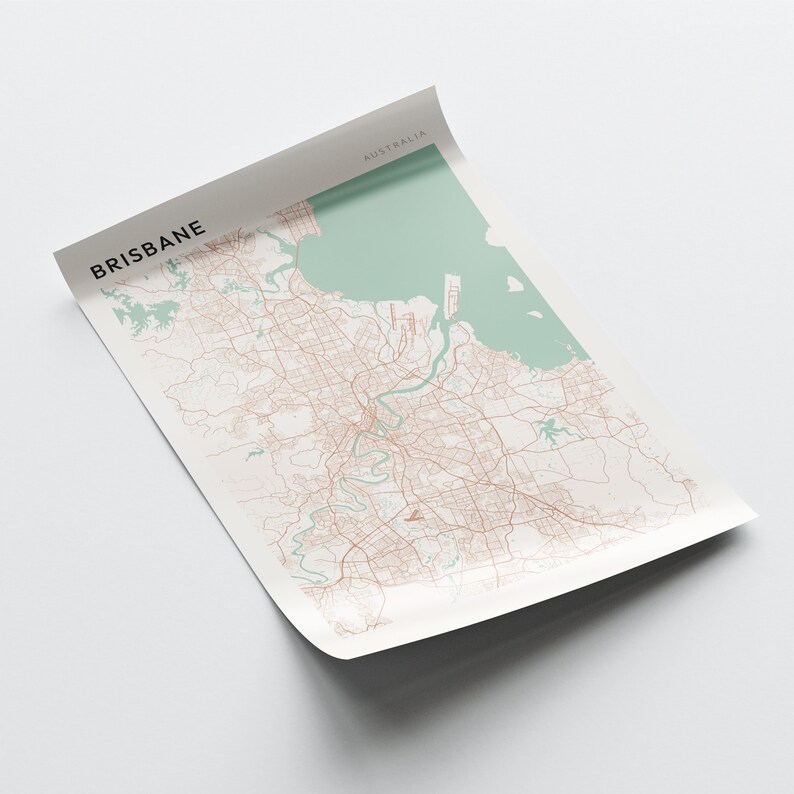 Brisbane Map Poster, Brisbane Wall Art, Brisbane City Map, Brisbane Map ...