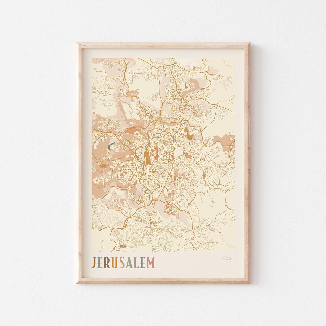 Jerusalem Map Poster, Jerusalem Print, Jerusalem Poster, Jerusalem Wall ...