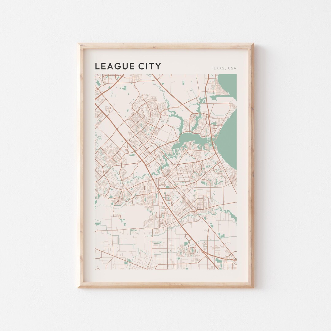 League City Map Poster, League City Print, League City Poster, League ...