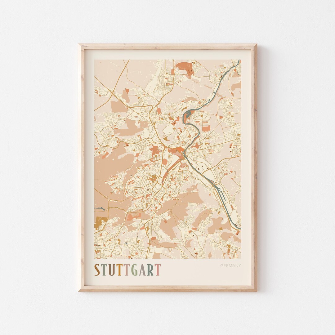 Stuttgart Map Poster, Stuttgart Print, Stuttgart Poster, Stuttgart Wall ...