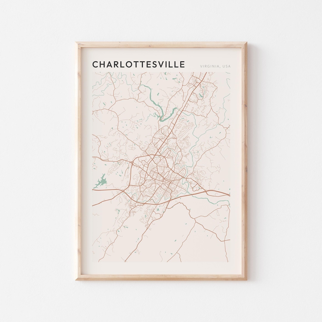 Charlottesville Map Poster, Charlottesville Print, Charlottesville ...
