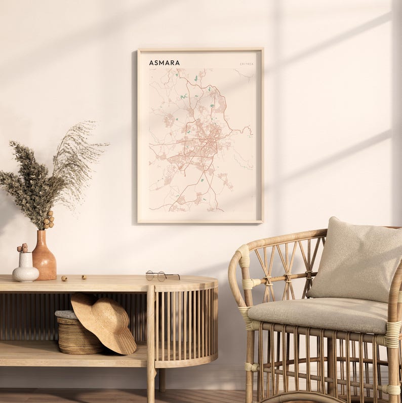 Asmara Map Poster, Asmara Print, Asmara Poster, Asmara Wall Art ...