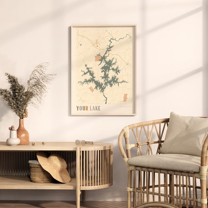Custom Lake Print, Any Lake Map, Custom Lake Poster, Custom Lake Map ...