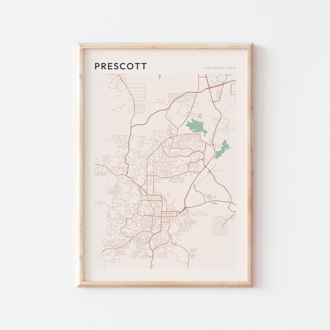 Prescott Map Poster, Prescott Print, Prescott Poster, Prescott Wall Art ...