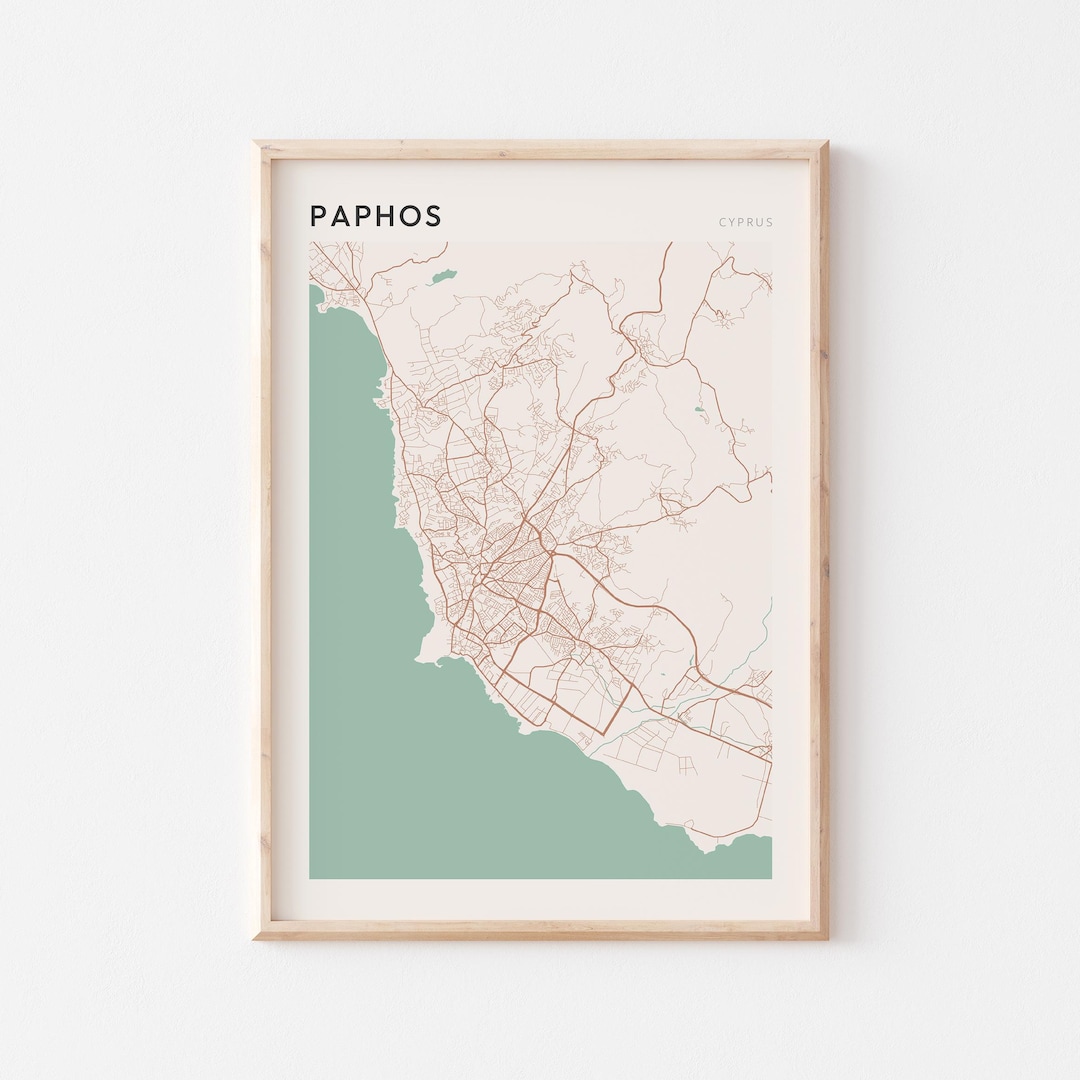 Paphos Map Poster, Paphos Print, Paphos Poster, Paphos Wall Art, Cyprus ...
