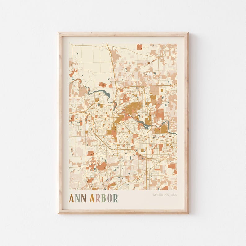 Ann Arbor Map Poster, Ann Arbor Print, Ann Arbor Poster, Ann Arbor Wall ...