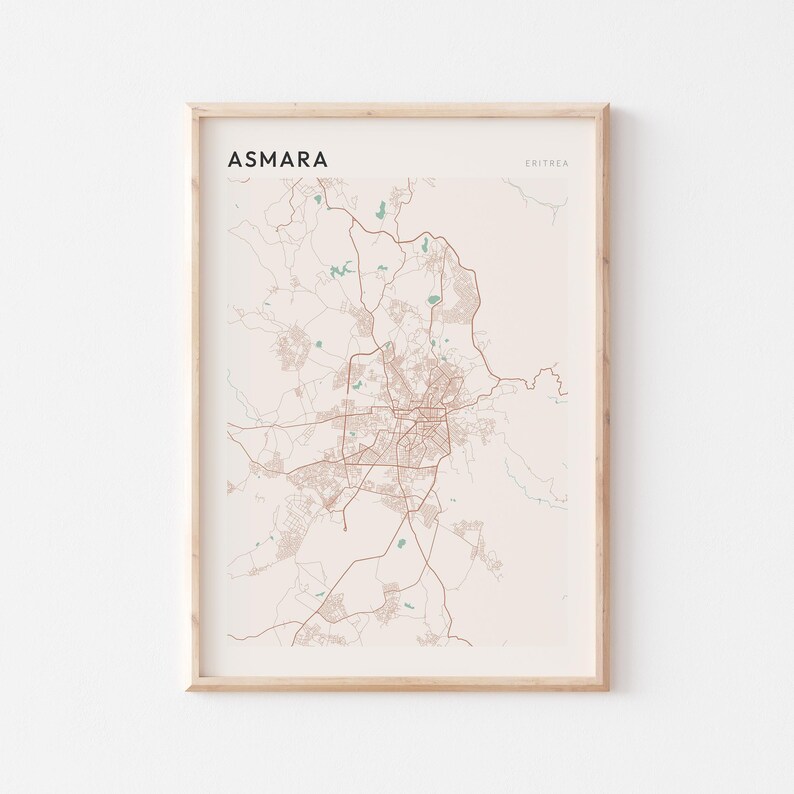 Asmara Map Poster, Asmara Print, Asmara Poster, Asmara Wall Art ...