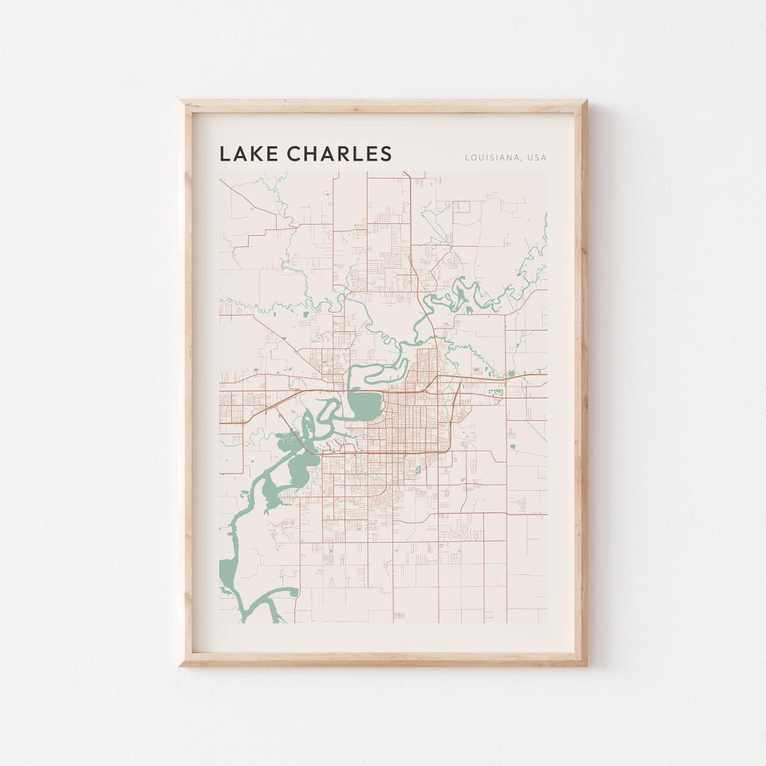 Lake Charles Map Poster, Lake Charles Print, Lake Charles Poster, Lake ...