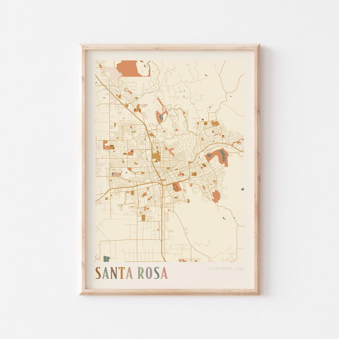 Santa Rosa Map Poster, Santa Rosa Print, Santa Rosa Poster, Santa Rosa ...