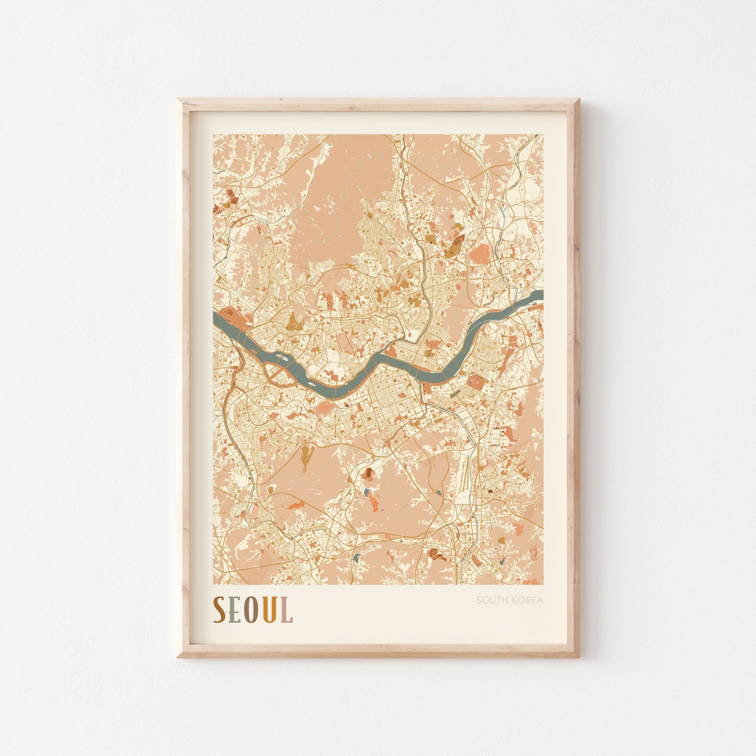 Seoul Map Poster, Seoul Wall Art, Seoul City Map, Map of Seoul, Seoul ...