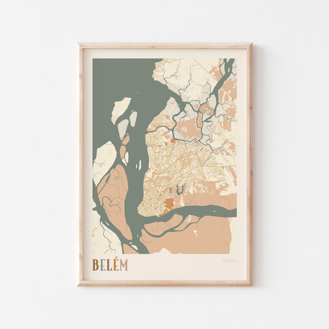 Belem Map Poster, Belem Print, Belem Poster, Belem Wall Art, Brazil ...
