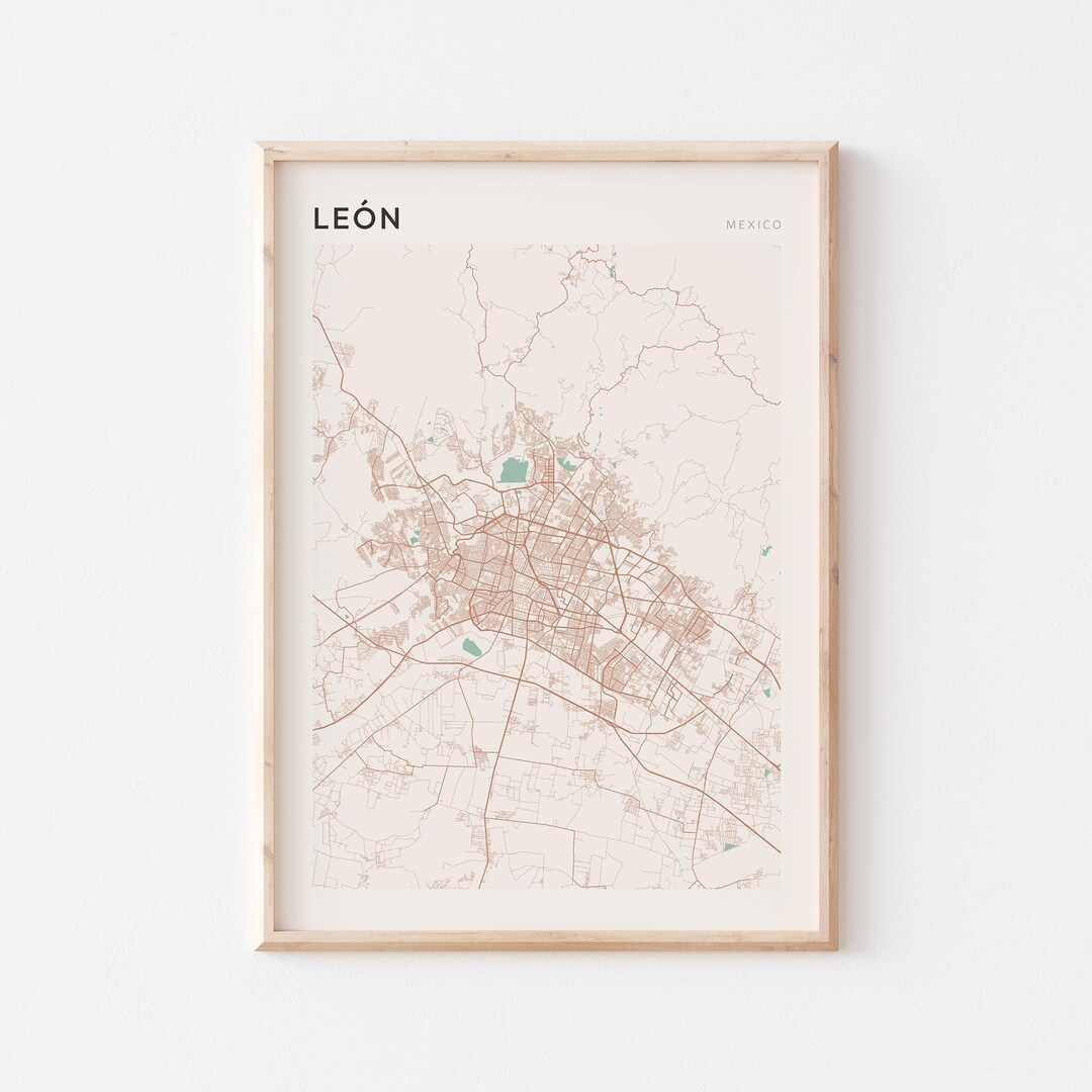 Leon Map Poster, Leon Print, Leon Poster, Leon Wall Art, Mexico, Travel ...
