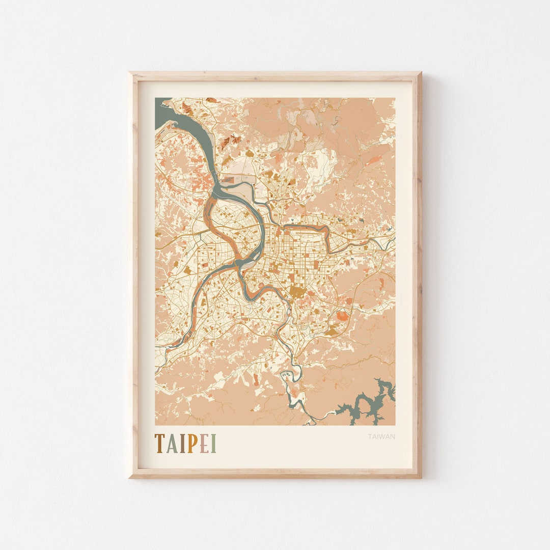 Taipei Map Poster, Taipei Wall Art, Taipei City Map, Map of Taipei ...