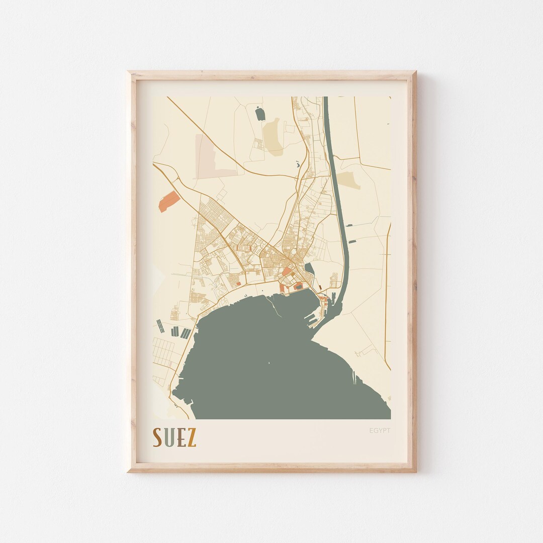 Suez Map Poster, Suez Print, Suez Poster, Suez Wall Art, Egypt, Travel ...