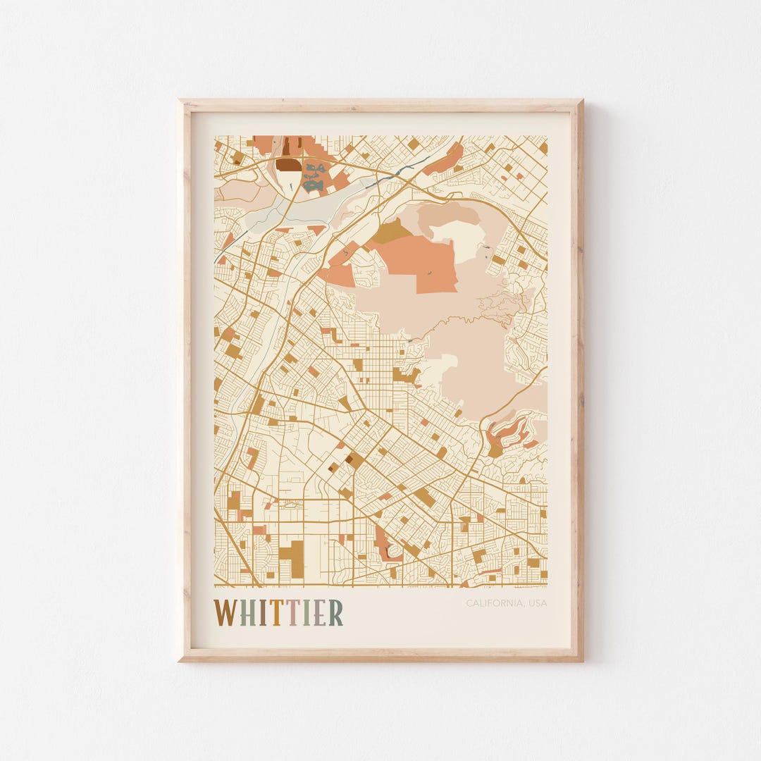 Whittier Map Poster, Whittier Print, Whittier Poster, Whittier Wall Art ...