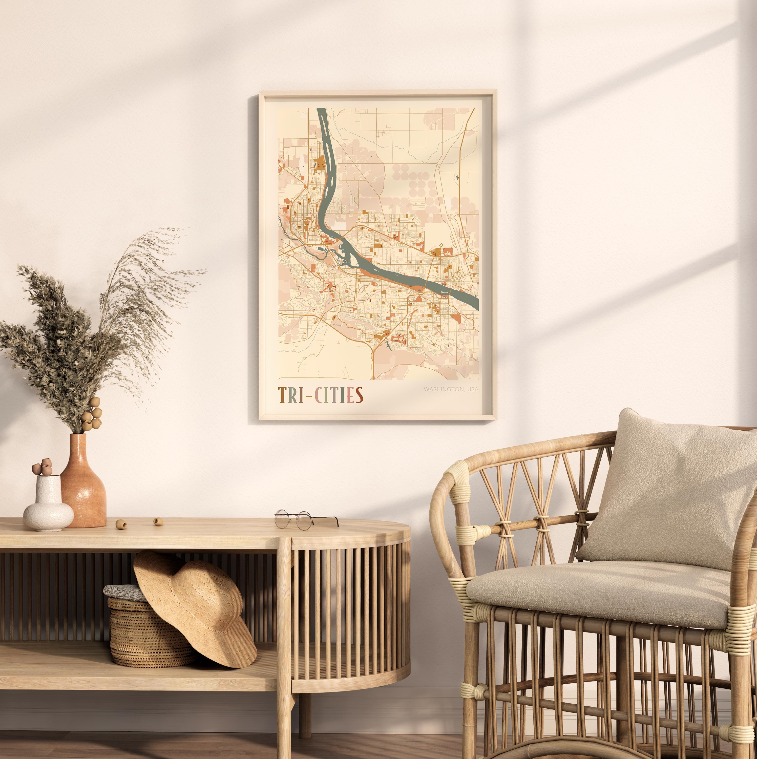 Tri-cities Map Poster, Tri-cities Print, Tri-cities Poster, Tri-cities ...