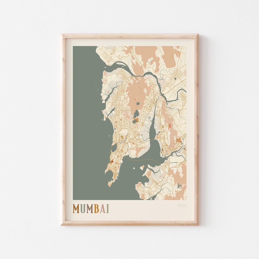 Mumbai Map Poster, Mumbai Print, Mumbai Poster, Mumbai Wall Art, India ...