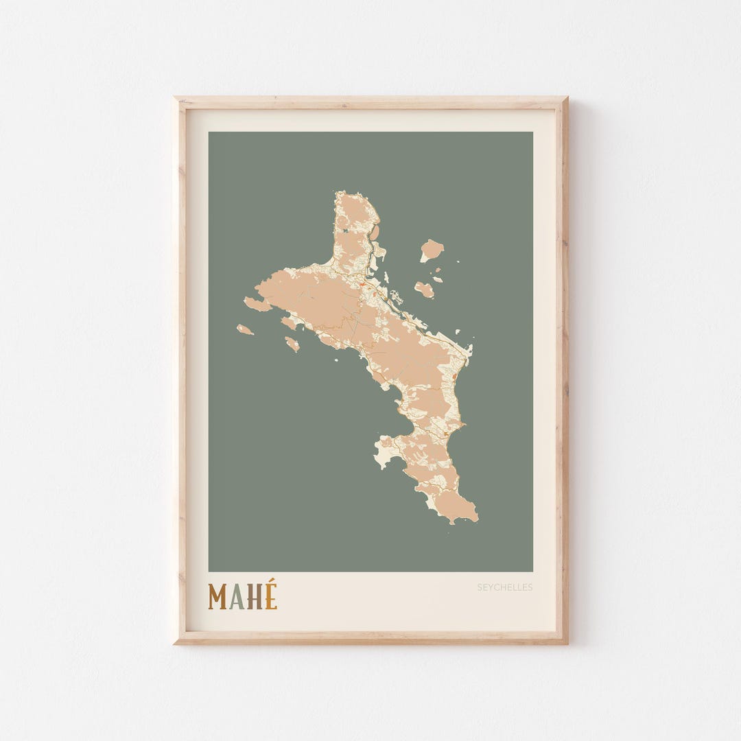 Mahe Map Poster, Mahe Print, Mahe Poster, Mahe Wall Art, Seychelles ...