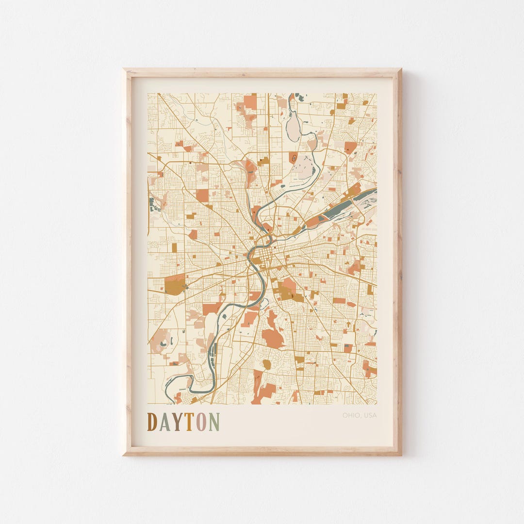 Dayton Map Poster, Dayton Print, Dayton Poster, Dayton Wall Art, Ohio ...