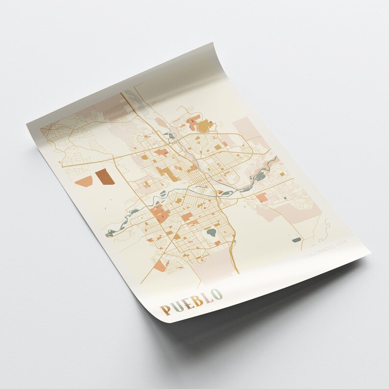 Pueblo Map Poster, Pueblo Print, Pueblo Poster, Pueblo Wall Art ...