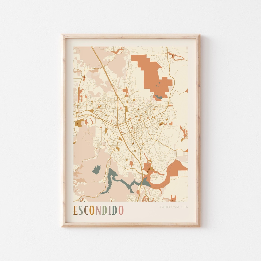 Escondido Map Poster, Escondido Print, Escondido Poster, Escondido Wall ...