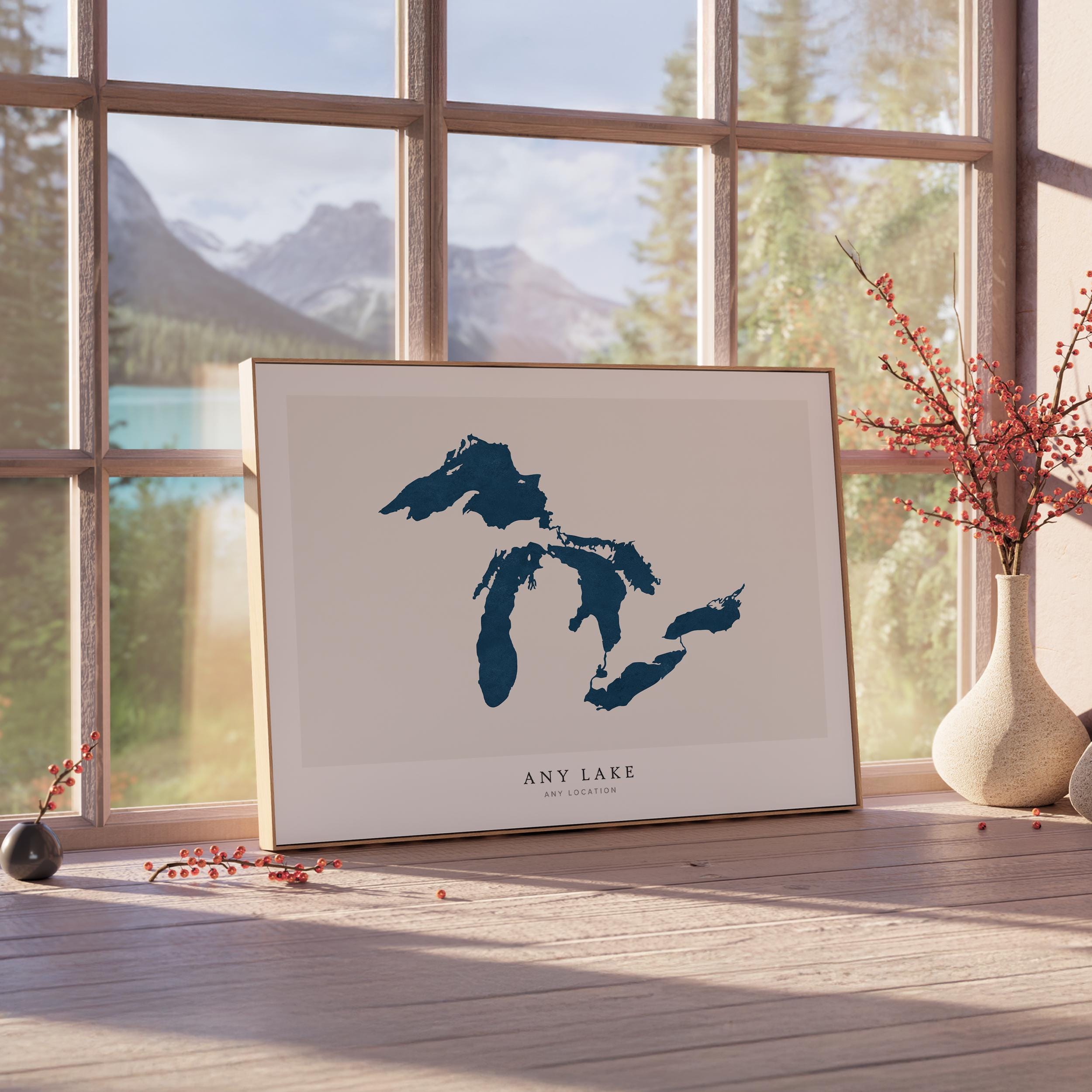 Custom Lake Print, Any Lake Map, Custom Lake Poster, Custom Lake Map ...