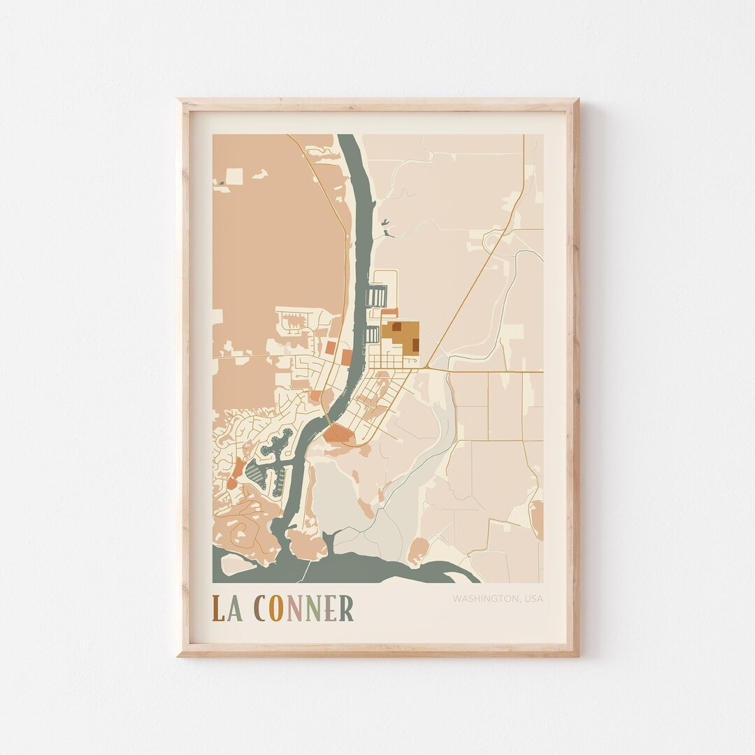La Conner Map Poster, La Conner Print, La Conner Poster, La Conner Wall ...