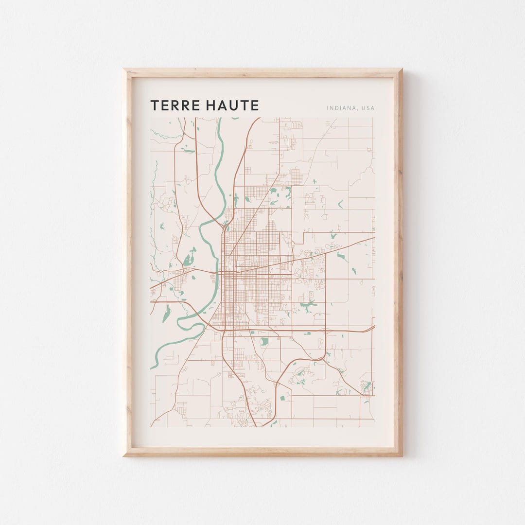 Terre Haute Map Poster, Terre Haute Print, Terre Haute Poster, Terre ...