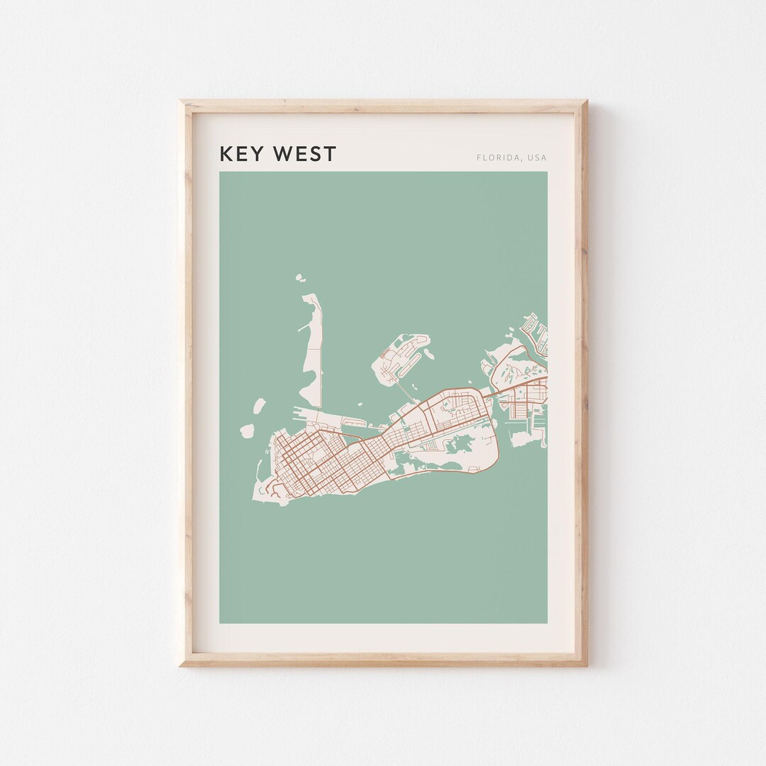 Key West Map Poster, Key West Print, Key West Poster, Key West Wall Art ...