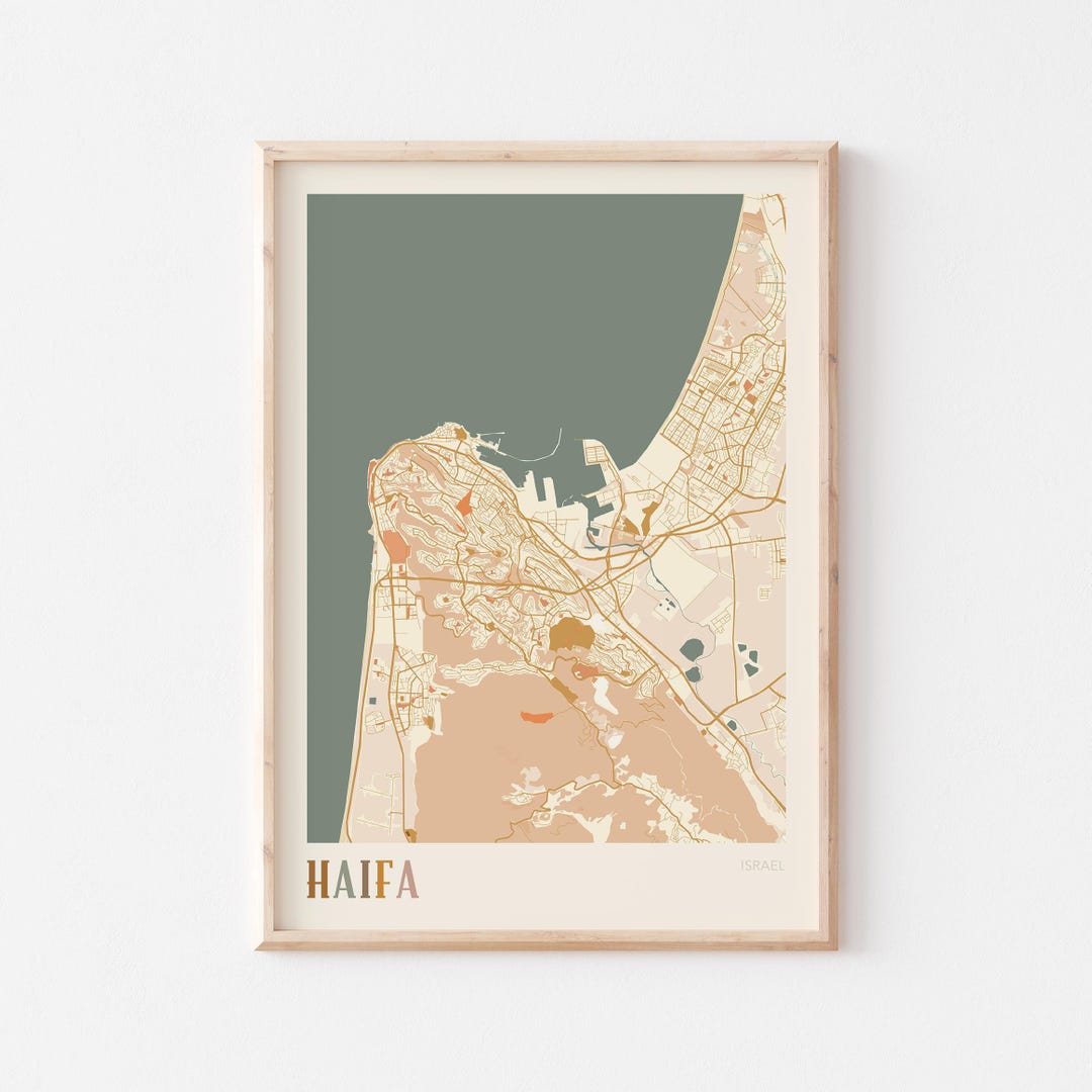 Haifa Map Poster, Haifa Print, Haifa Poster, Haifa Wall Art, Israel ...