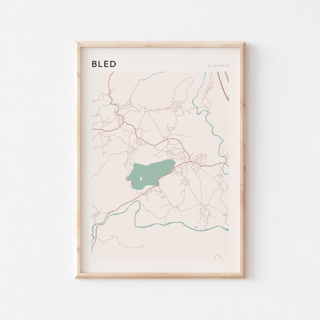 Bled Map Poster, Bled Print, Bled Poster, Bled Wall Art, Slovenia ...