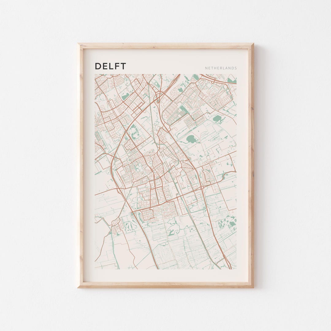 Delft Map Poster, Delft Print, Delft Poster, Delft Wall Art ...