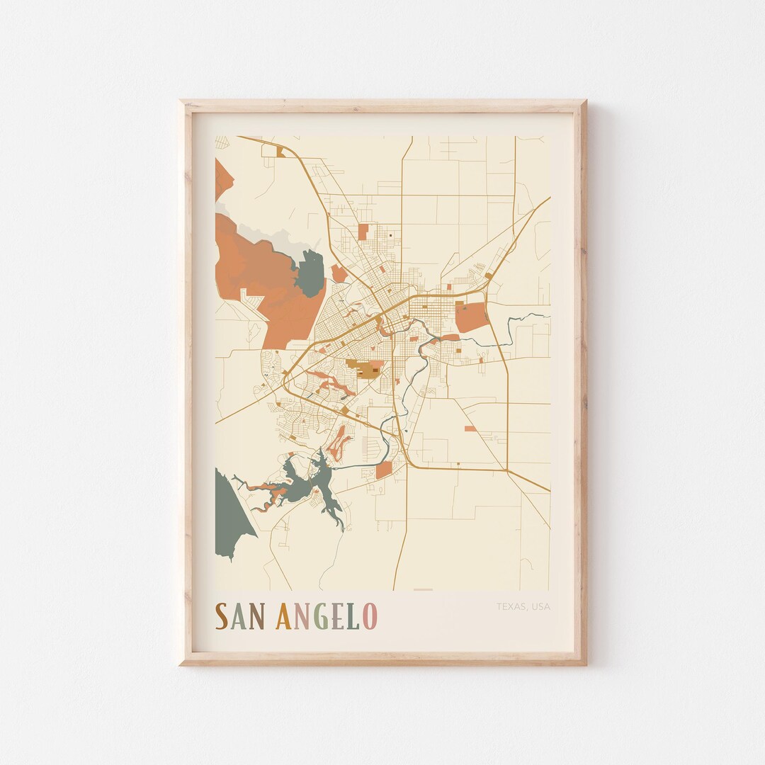San Angelo Map Poster, San Angelo Print, San Angelo Poster, San Angelo ...
